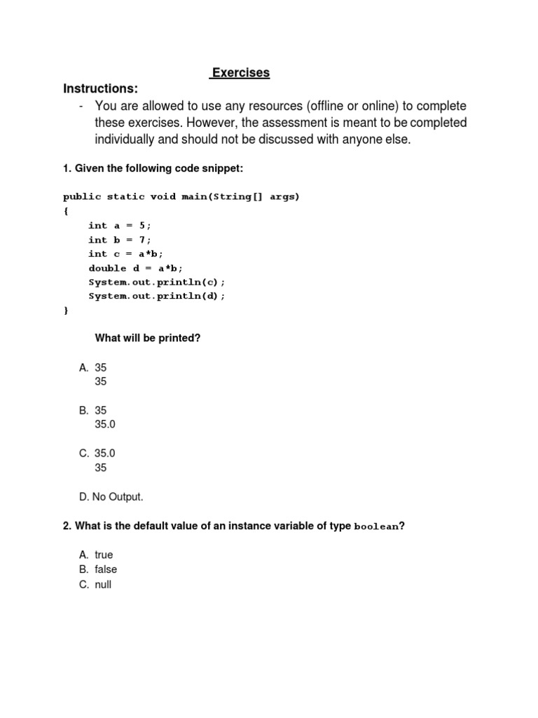 Exercises Pdf Method Computer Programming Class Computer 1296