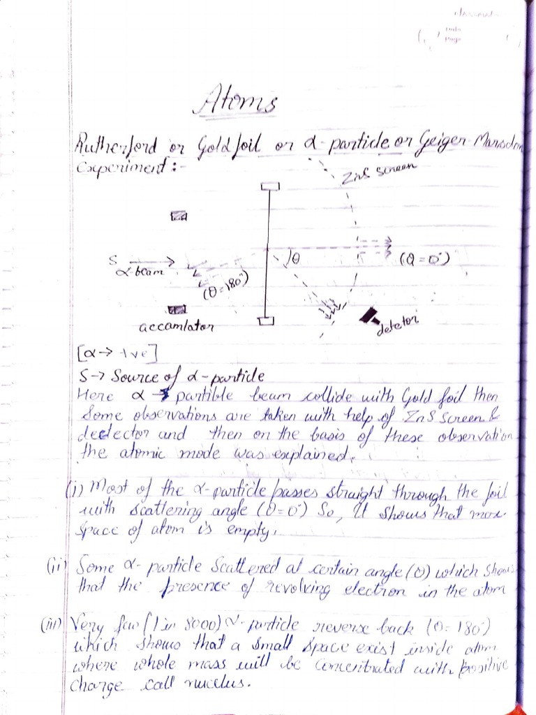 Chapter "Atoms" Notes Class 12 | PDF