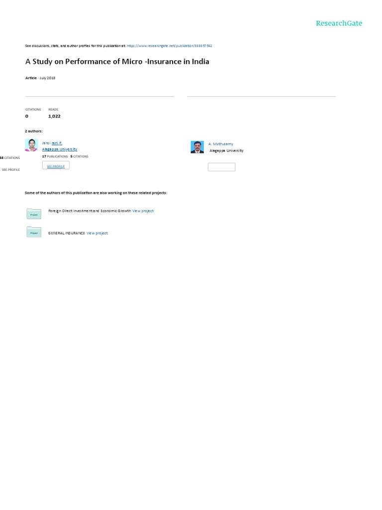 Analysis of the Performance of Micro-Insurance in India through ...