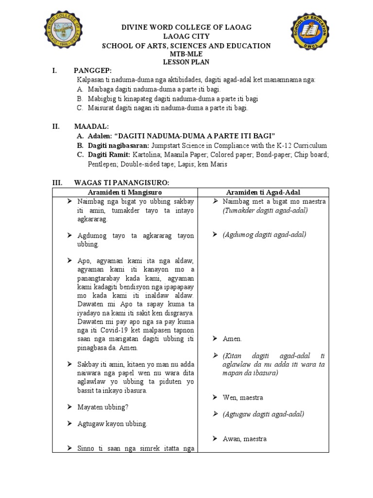 Mtb-Mle Lesson Plan | PDF