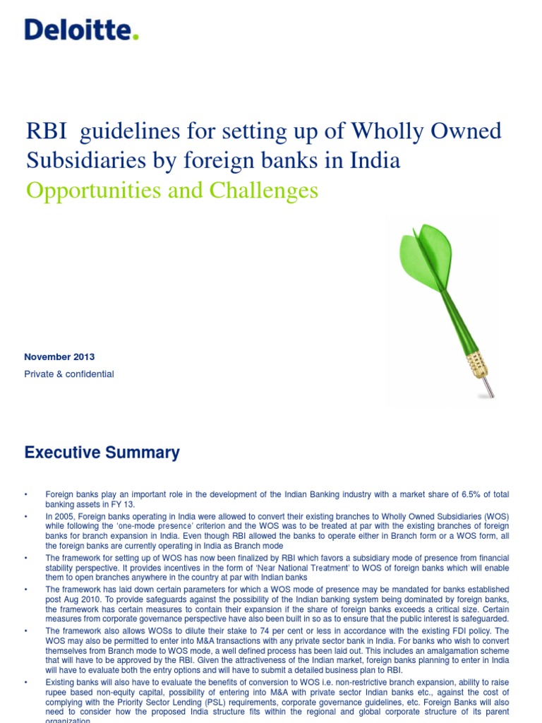 RBI Guidelines For Setting Up of Wholly Owned Subsidiaries by Foreign ...