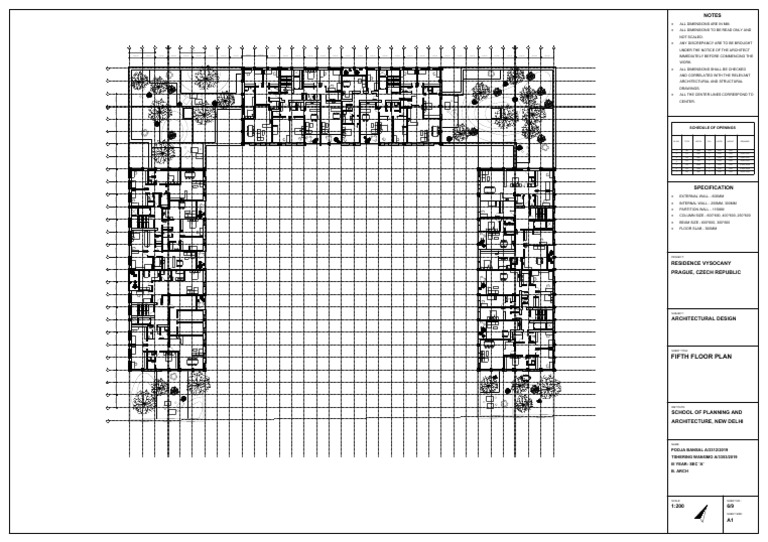 Dimensional Layout Drawing: Floor Plan with Notes Providing ...