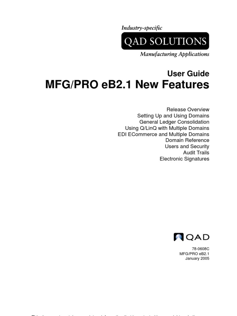 QAD MFGPro Eb2 - 1 New Features Documentation 2005 | PDF | Websites ...