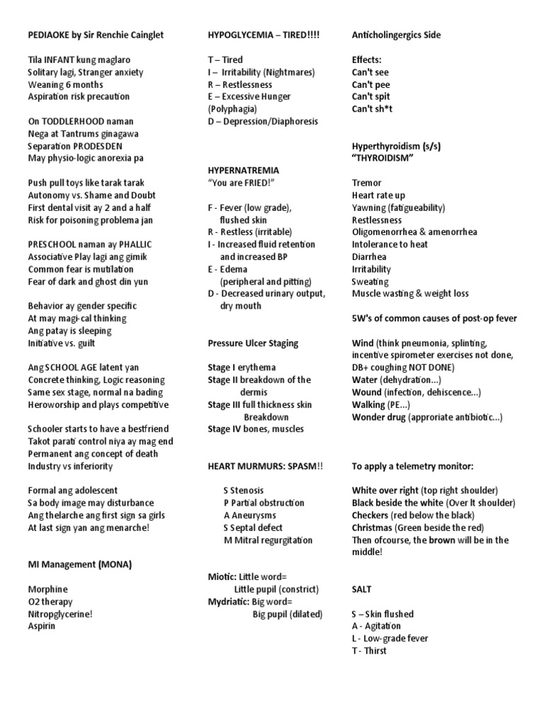 Mnemonics | PDF | Shock (Circulatory) | Stroke