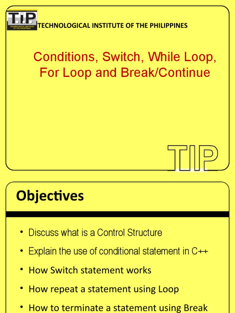 Conditions, Switch, While Loop, and For Loop | PDF | Control Flow | Computing