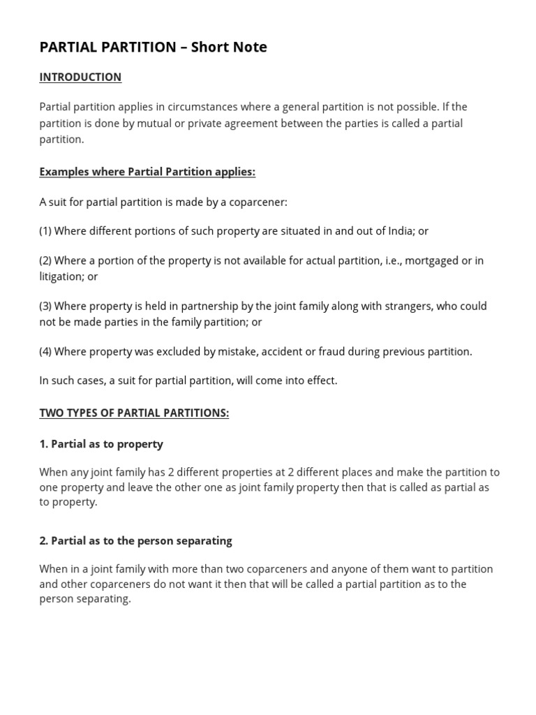 Partial Partition - Short Note | PDF