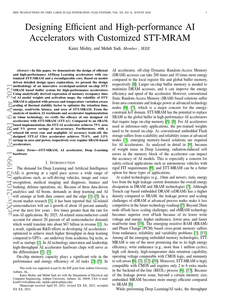 Designing Efficient and High-Performance AI Accele | PDF | Deep Learning | System On A Chip