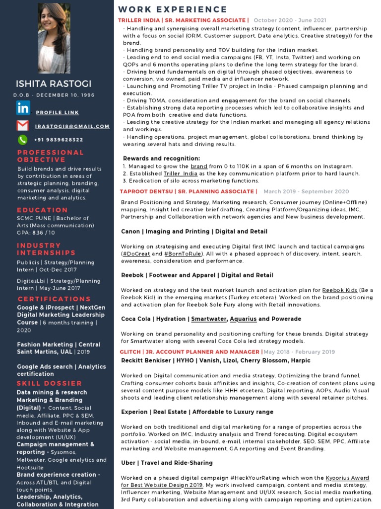 Ishita Rastogi: Marketing Expertise Profile | PDF | Brand | Analytics