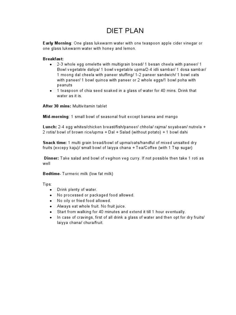 Diet Plan | PDF | Cooking, Food & Wine
