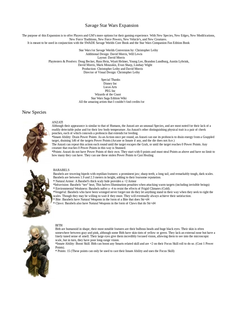 Swade Wars Expansion | PDF | Sith | Jedi