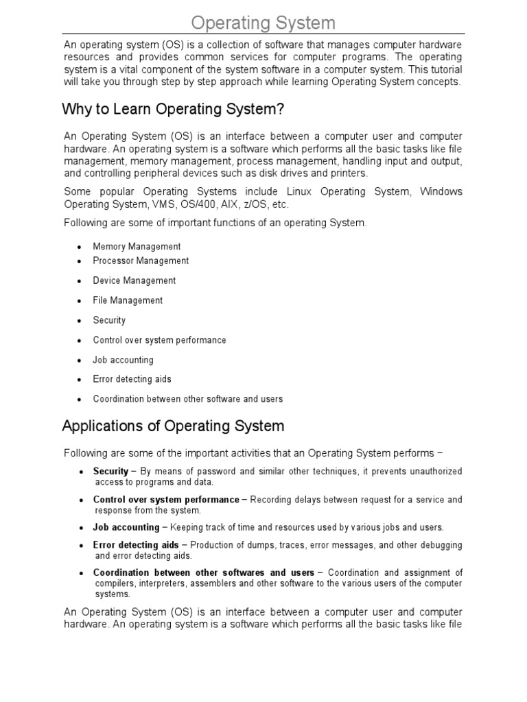 Operating System Notes | PDF | Thread (Computing) | Operating System