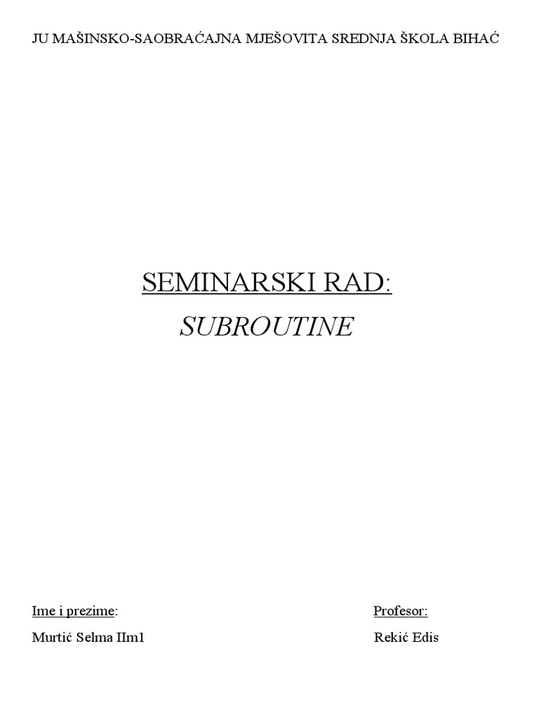 Subroutine | PDF Subroutine | PDF