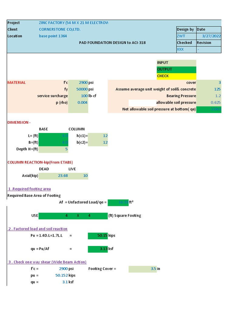 ZINC FACTORY PAD FOUNDATION DESIGN | PDF | Continuum Mechanics | Building Materials