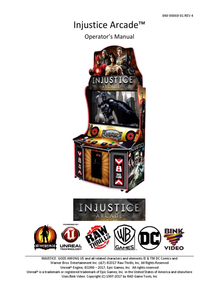 Injustice Arcade™: Operator's Manual | PDF | Bios | Electrical Connector