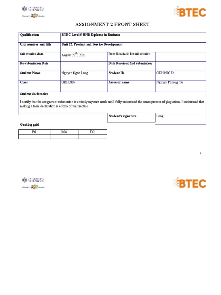 Assignment 2 Front Sheet | PDF | Goal | Knowledge