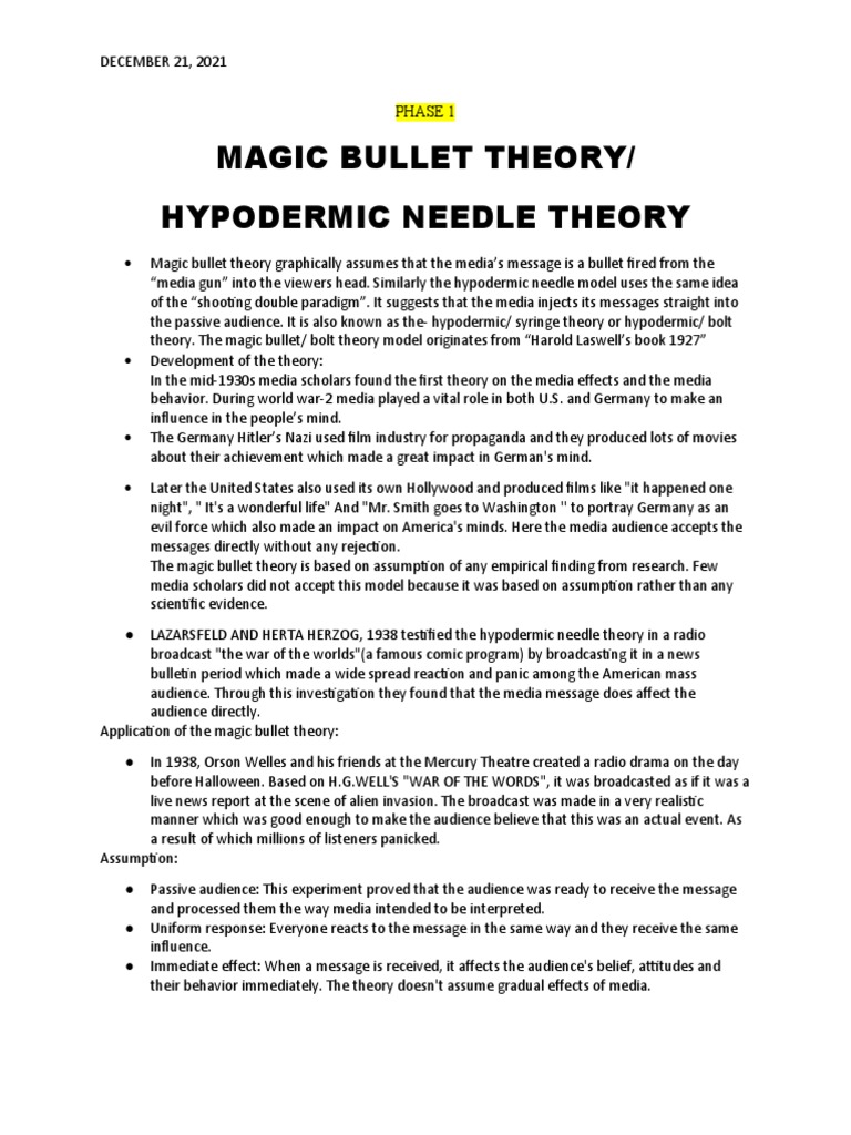 The Magic Bullet Theory (Imc) | PDF | Cognition | Communication