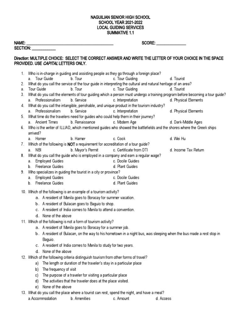 LGS Summative 1.1 2021 2022 | Download Free PDF | Tourism | Service ...