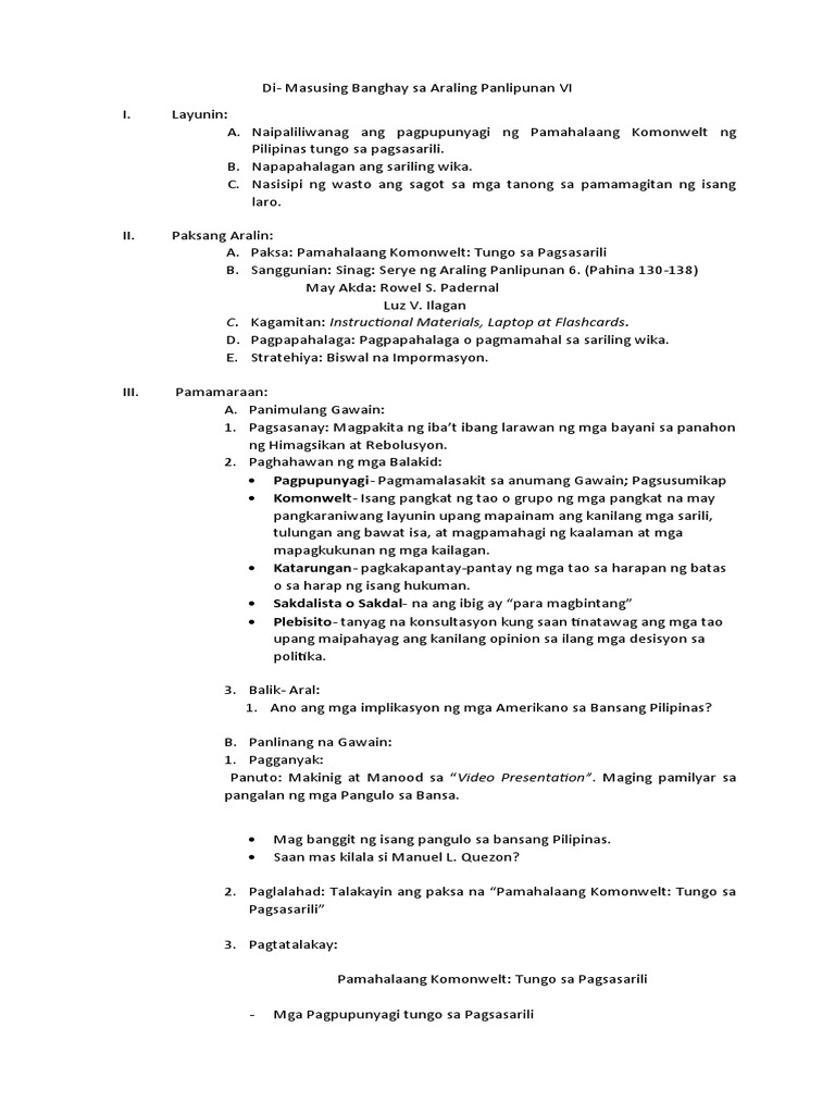 Lesson Plan AP6 Lesson 6 | PDF