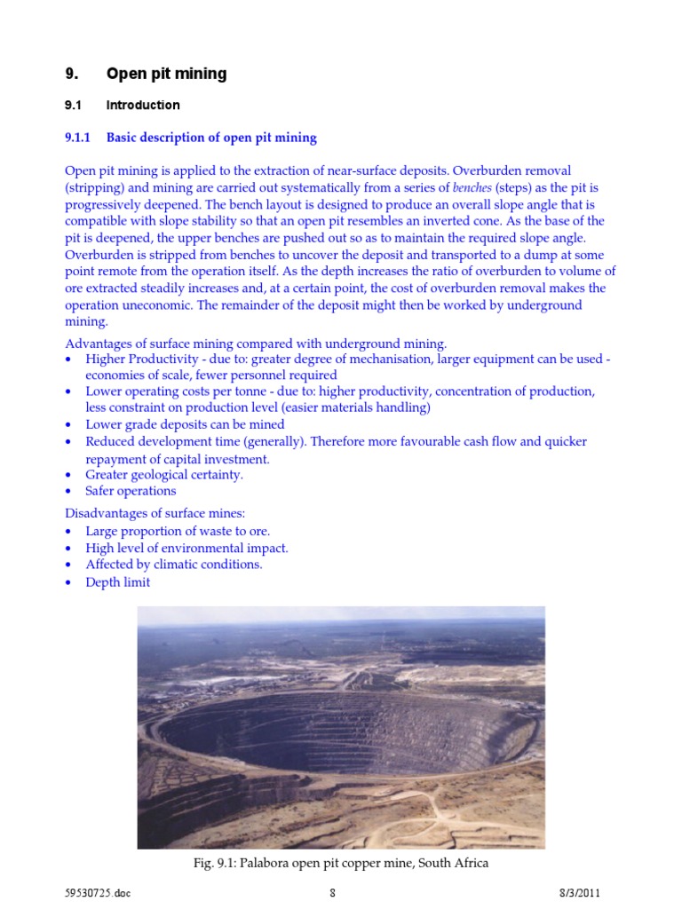 Open Pit Mining | PDF | Coal Mining | Ore
