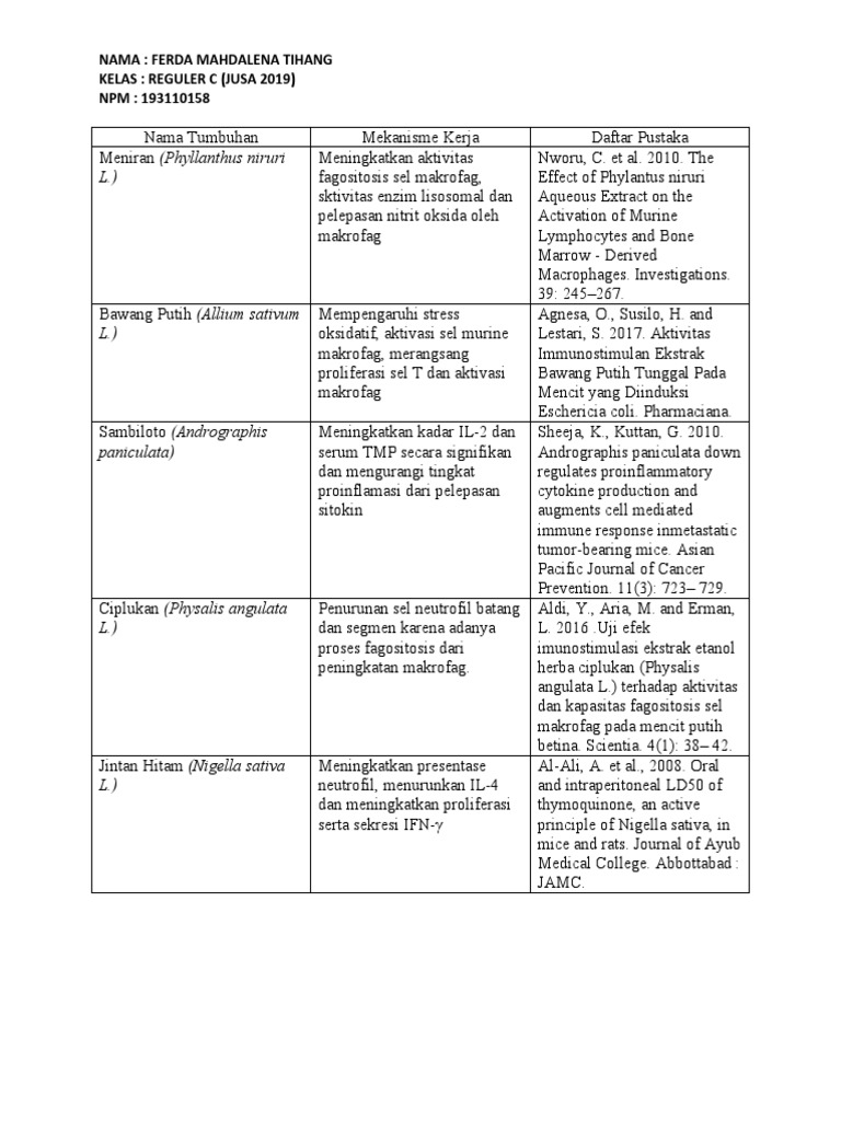 Tumbuhan Imunostimulan untuk Makrofag | PDF