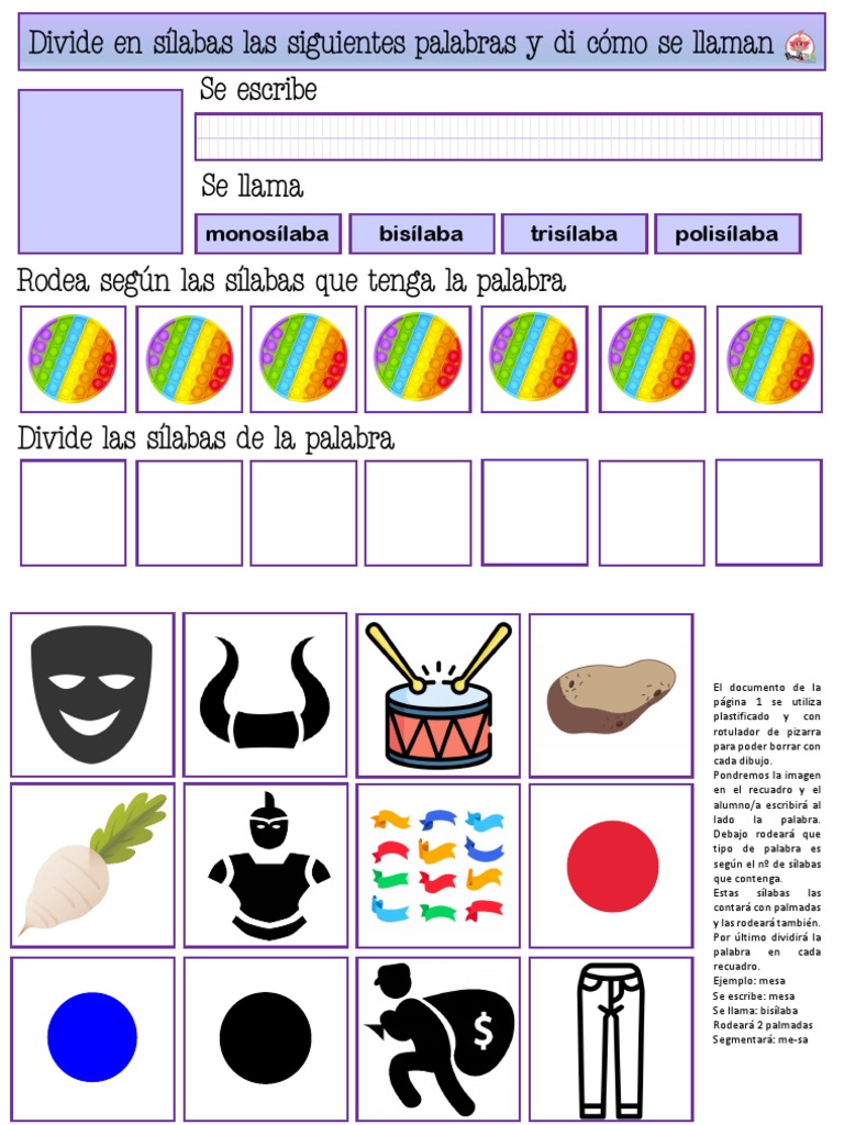 Clasificación de Palabras Según Las Silabas | PDF | Artes del Lenguaje ...