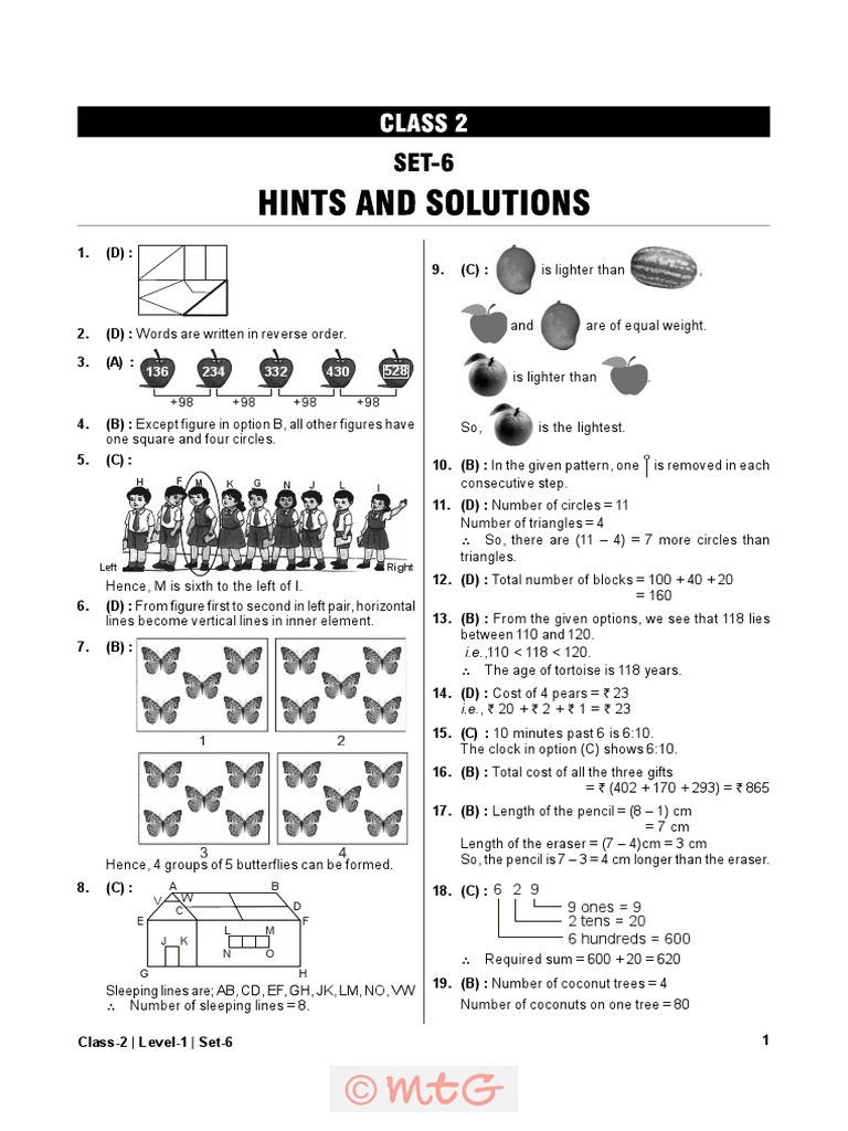 Imo Level1 Solution Class 2 Set 6 | PDF | Triangle