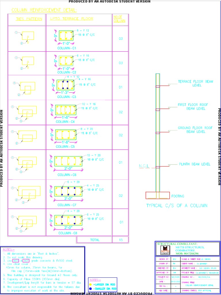 DR - JENIFER RESIDENCES - PILE CAP, COLUMN LAYOUT & DETAILS 2 - 26.02. ...
