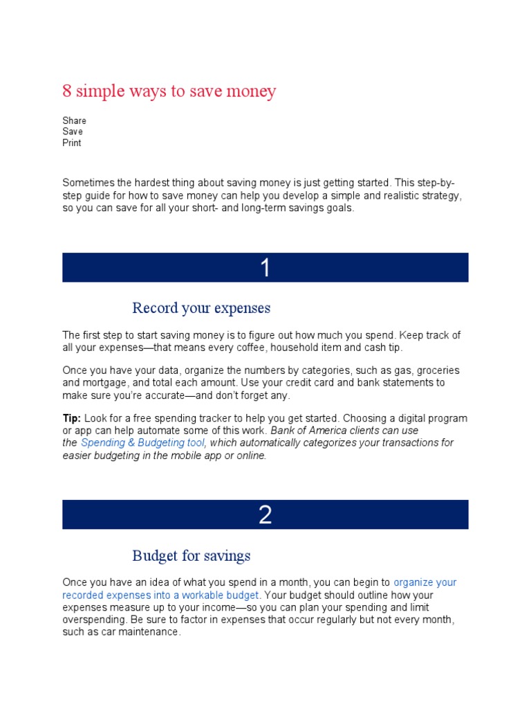 8 Simple Ways To Save Money Part 1 | PDF | Money | Economies