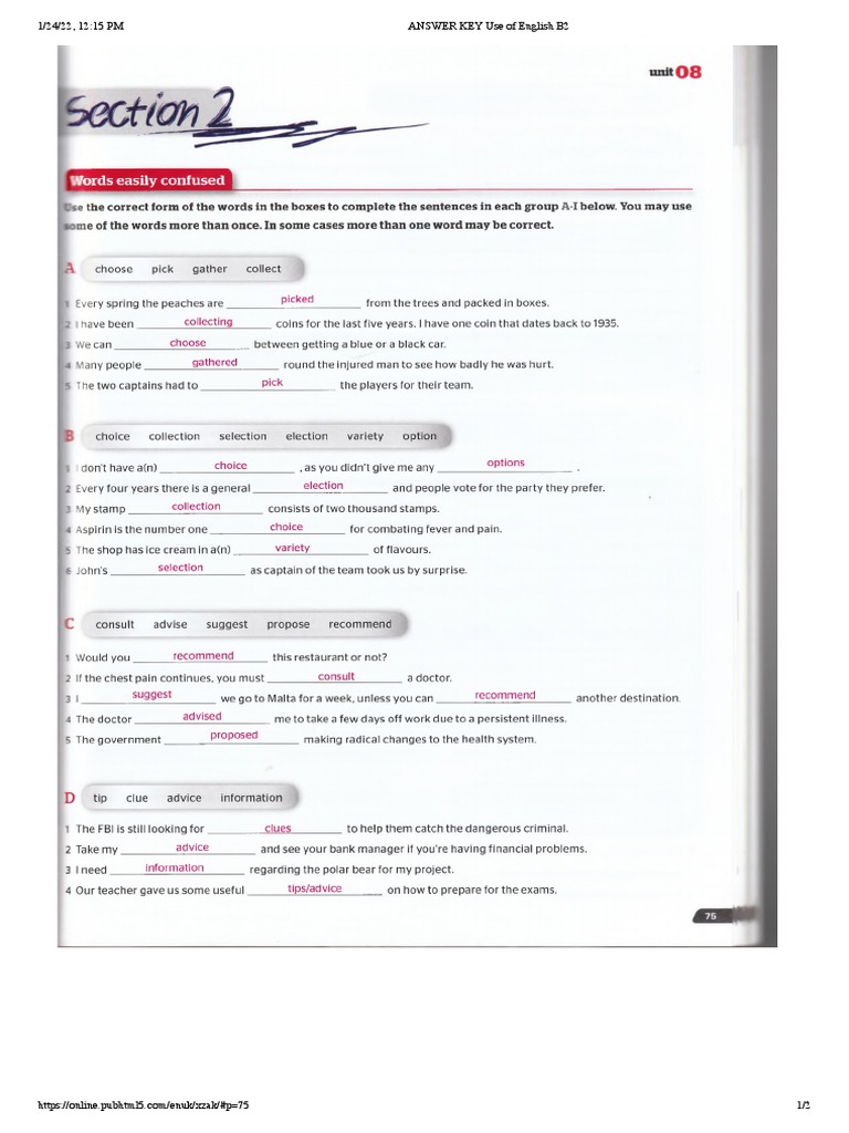 ANSWER KEY Use of English B2 | PDF