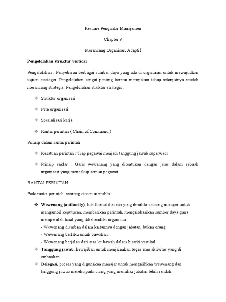 Resume Pengantar Manajemen Chapter 9 | PDF