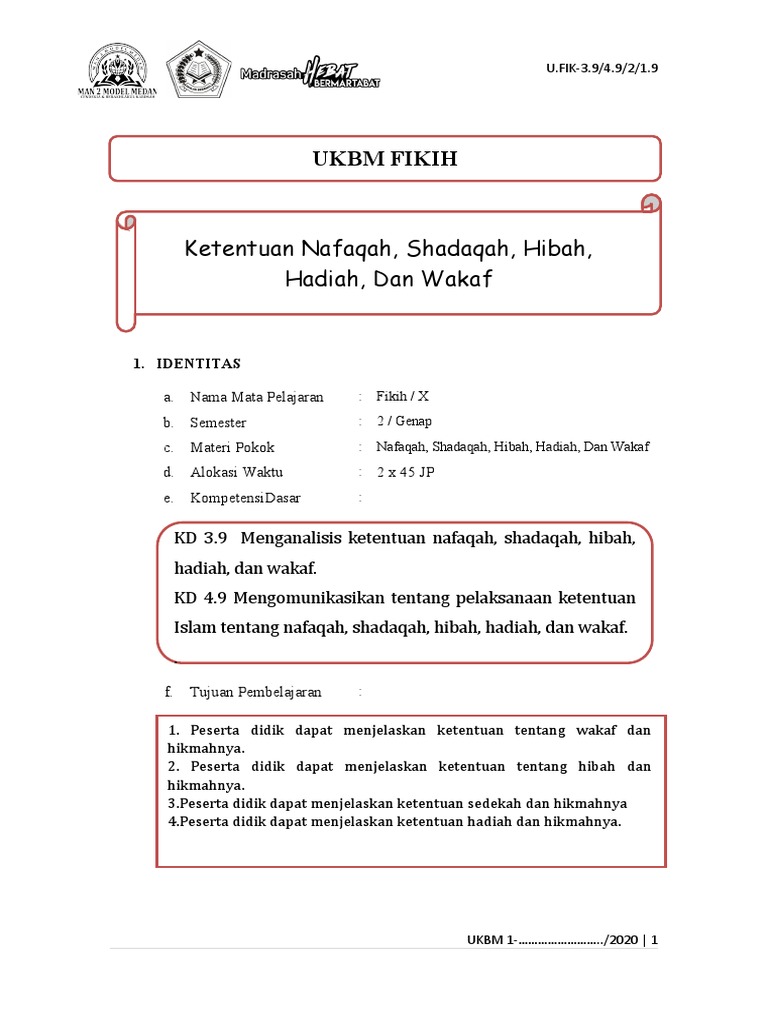 Ukbm 4 (Nafaqah, Shadaqah, Hibah, Hadiah, Wakaf) | PDF