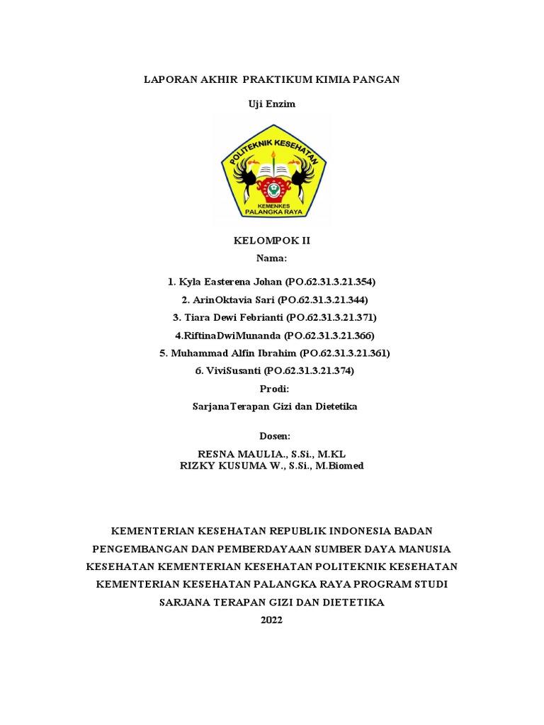 Laporan Akhir Praktikum Kimia Pangan Uji Enzim | PDF