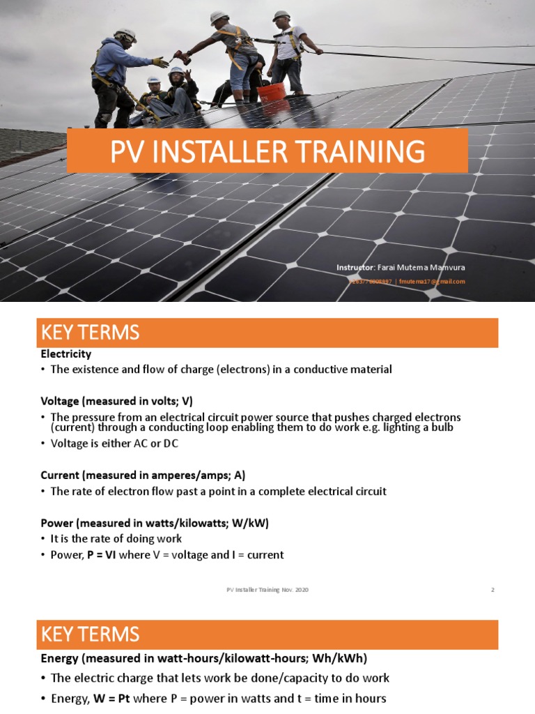PV Installer Training | PDF | Photovoltaics | Photovoltaic System
