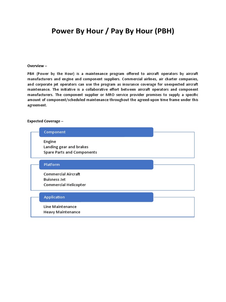 Power by Hour / Pay by Hour (PBH) : Overview | PDF | Aviation | Aircraft