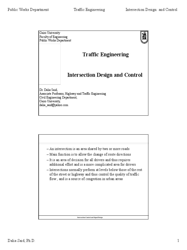 Notes 8 Intersection Design and Control | PDF | Traffic | Intersection ...