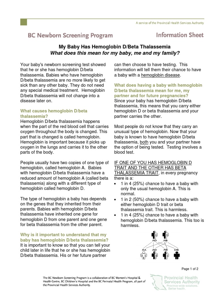 Hemoglobin D Beta Thalassemia 2 | PDF | Hemoglobin | Blood