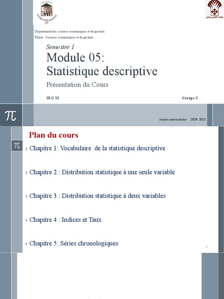 Cours Statistique Descriptive Chapitre 1 | PDF | Statistiques ...