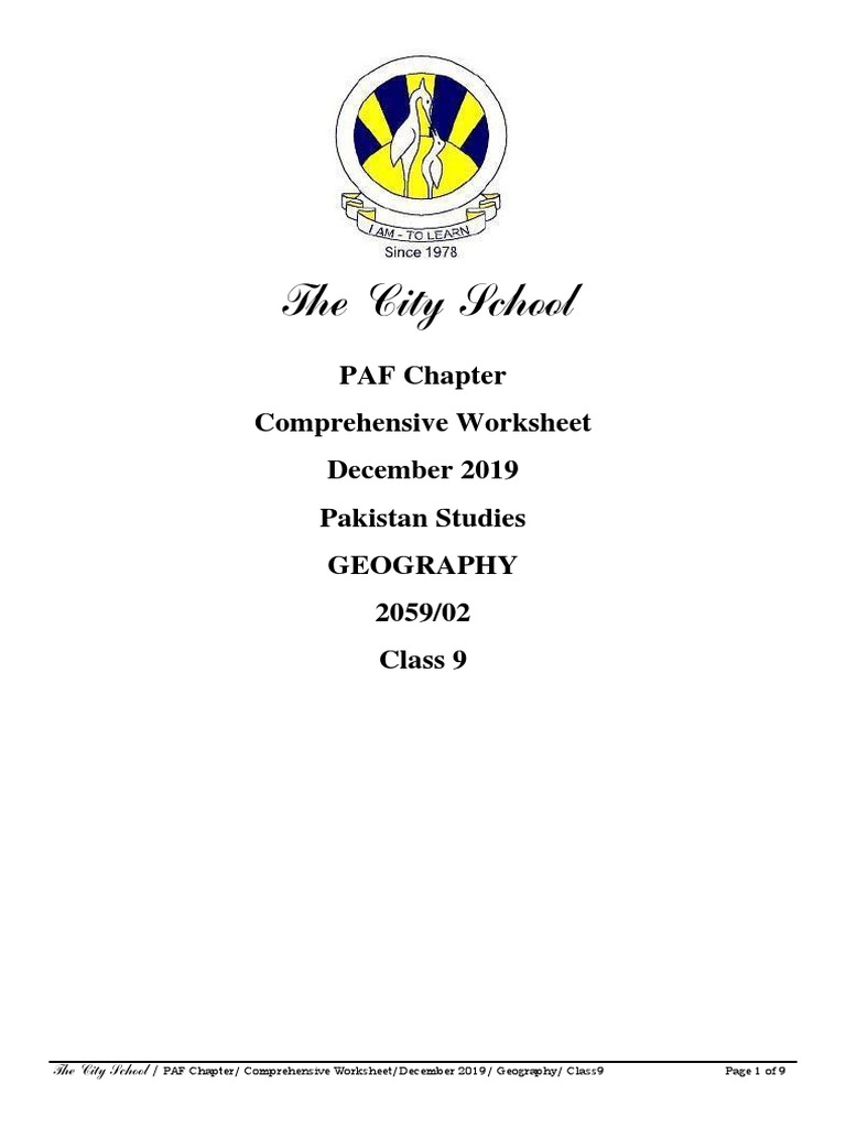 Class 9 Geography Worksheet Overview | PDF | Rain | Reservoir