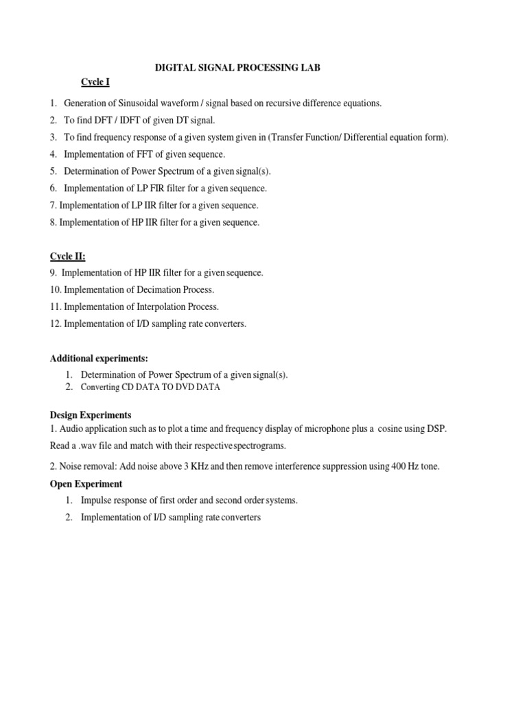 DSP Lab File | PDF | Discrete Fourier Transform | Fast Fourier Transform DSP Lab File | PDF | Discrete Fourier Transform | Fast Fourier Transform