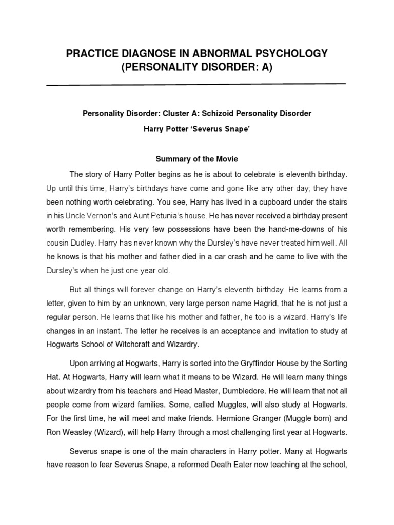 Practice Diagnose in Abnormal Psychology (Personality Disorder A) | PDF ...