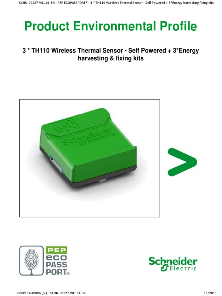 Product Environmental Profile: 3 TH110 Wireless Thermal Sensor - Self ...