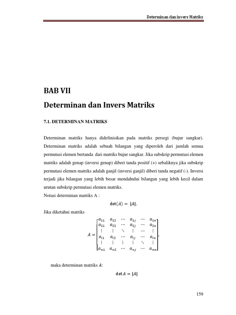 BAB 7 Determinan Dan Invers Matriks Revisi | PDF