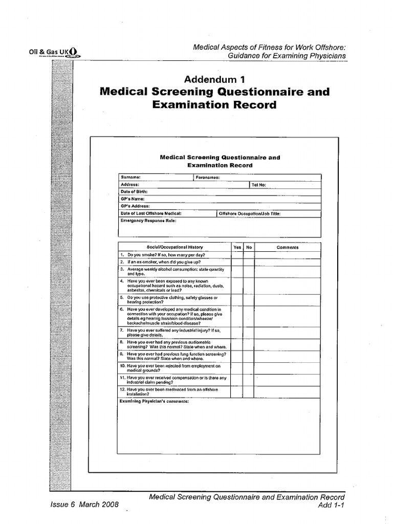 OGUK Medical Examination Form 3 | PDF