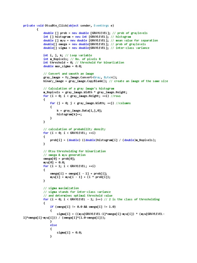 Global Binarization Otsu 79 Pdf Histogram Applied Mathematics