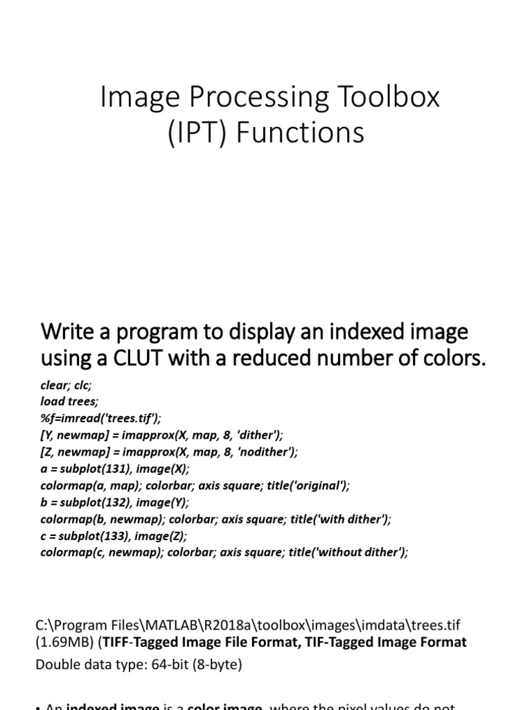 Image Processing Toolbox (IPT) Functions | PDF | Cartesian Coordinate ...