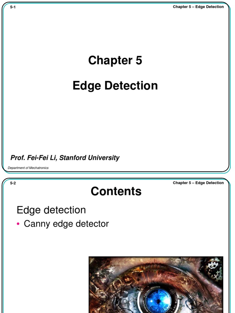 Edge Detection: Prof. Fei-Fei Li, Stanford University | PDF ...