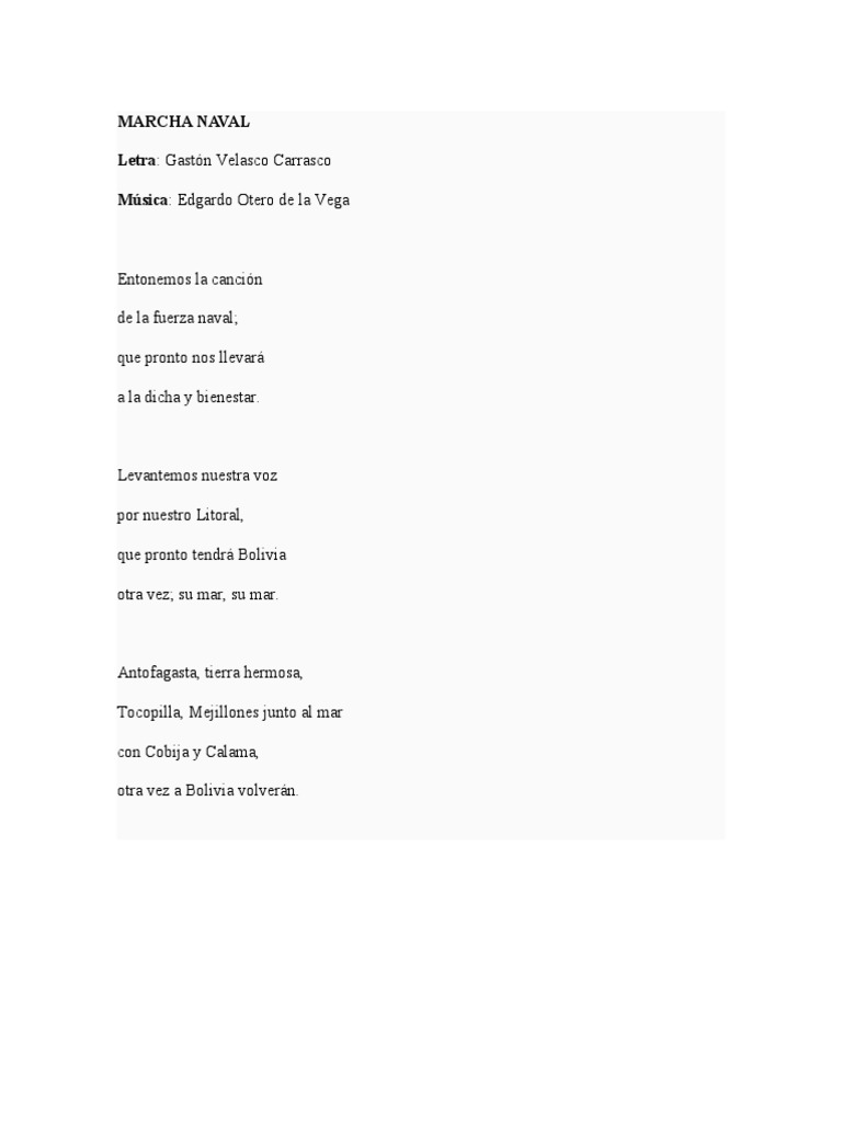 LETRA MARCHA NAVAL y RECUPEREMOS NUESTRO MAR | PDF