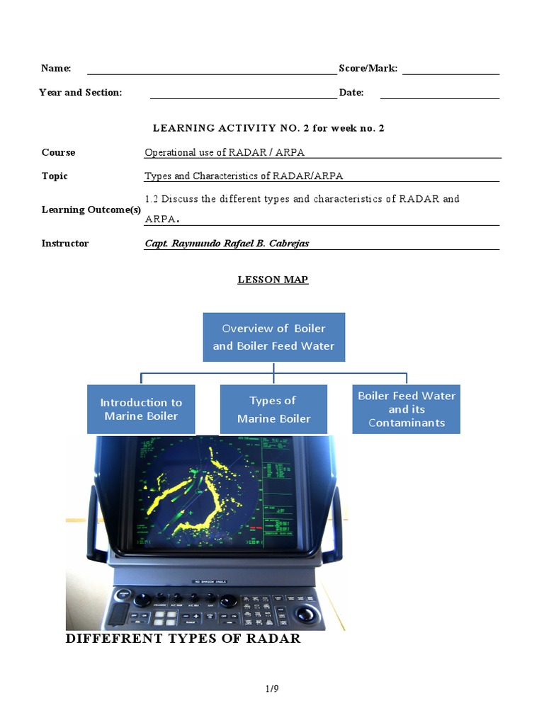 Gapoy, Frednixen B Learning - Module - NAV - 5 - Operational - Use - of - RADAR - ARPA - LO - No ...