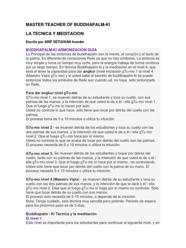 Manual Iniciación La Palma de Buda Ki | PDF | Oración | Chakra
