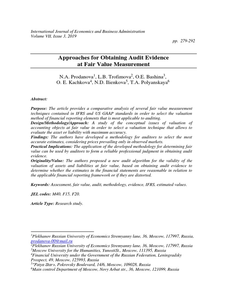 Audit Evidence in Fair Value Measurement | PDF | Fair Value | Audit